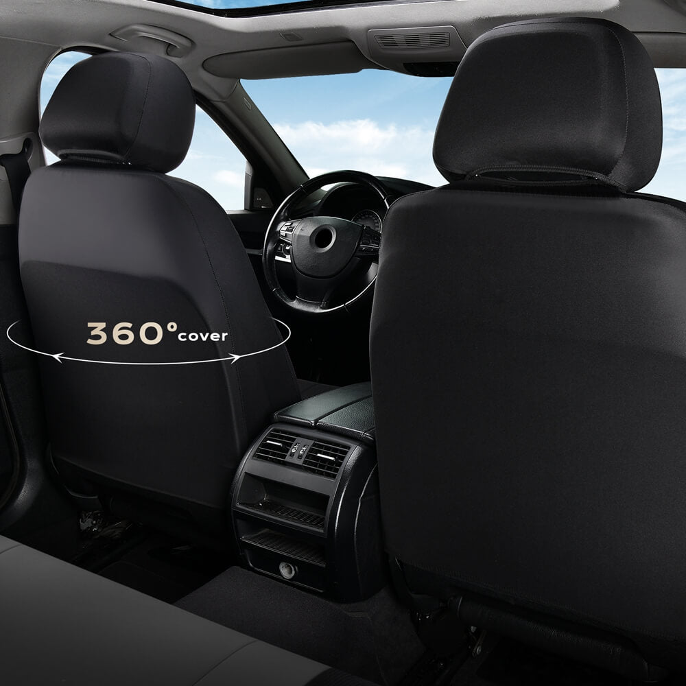 Coverado 5 Full Set Front and Back Auto Seat Covers PU Leather & Fabri
