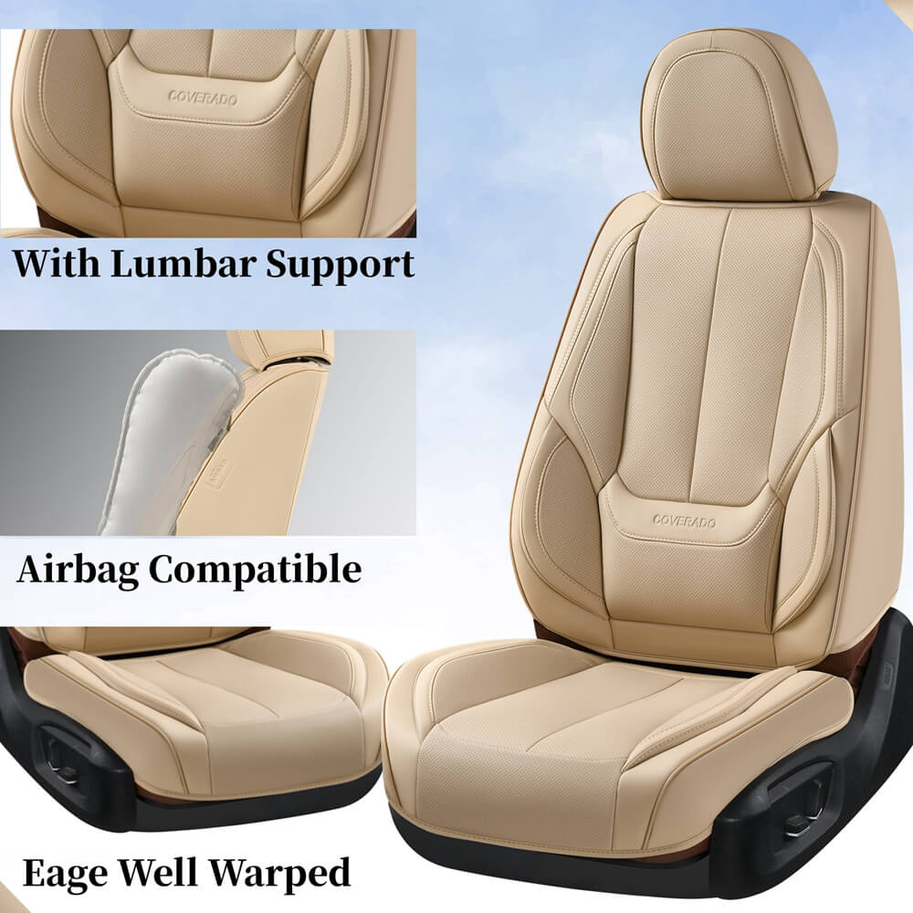 2 Seats Coverado Front Driver and Passenger Car Seat Covers Premium Le