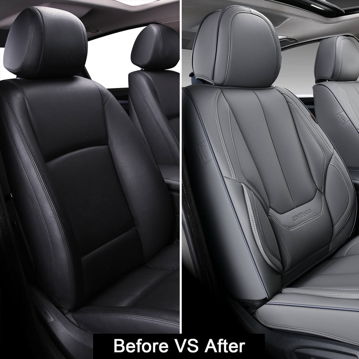 Coverado 2 Seats Front Seat Cover Premium Leather Auto Seat Protectors